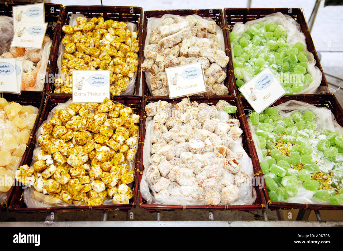Turkish delight on market stall Stock Photo - Alamy