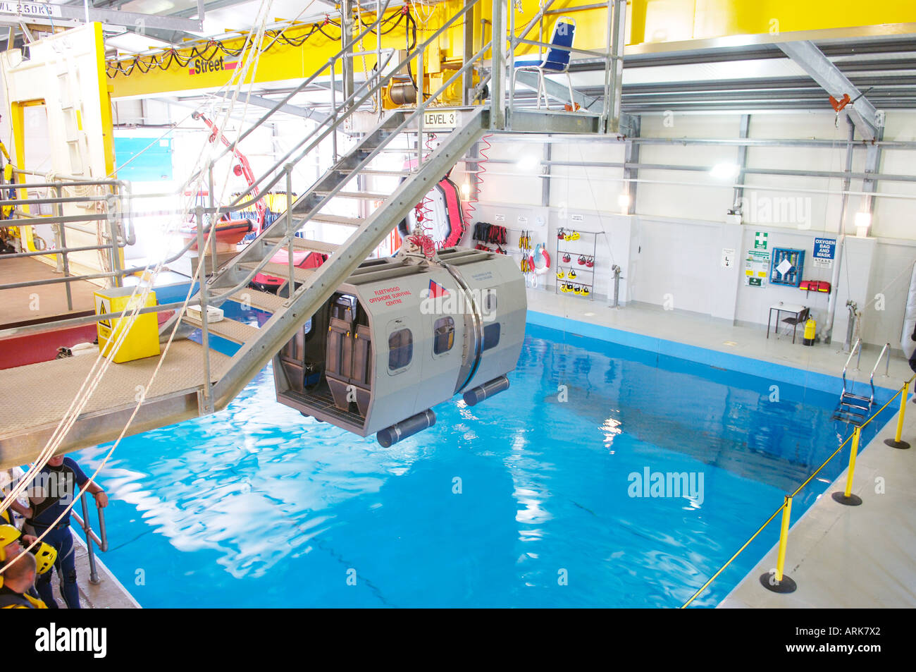 Helicopter pod over Offshore survival training centre pool at Fleetwood ...