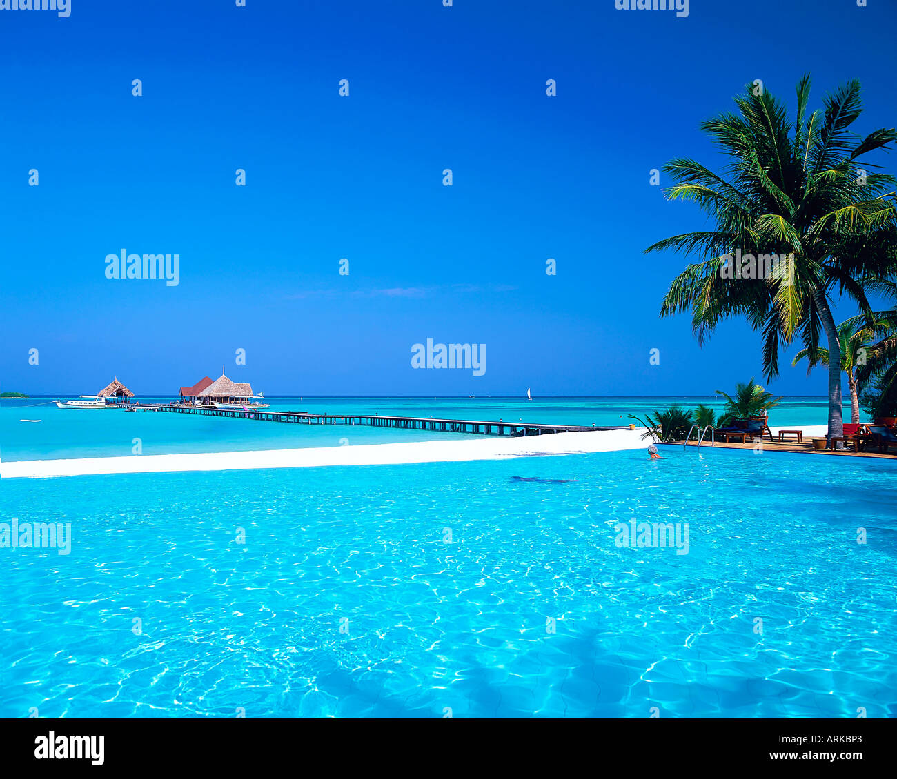 Tropical ocean with a stretch of white sandy beach in Southeast Asia ...