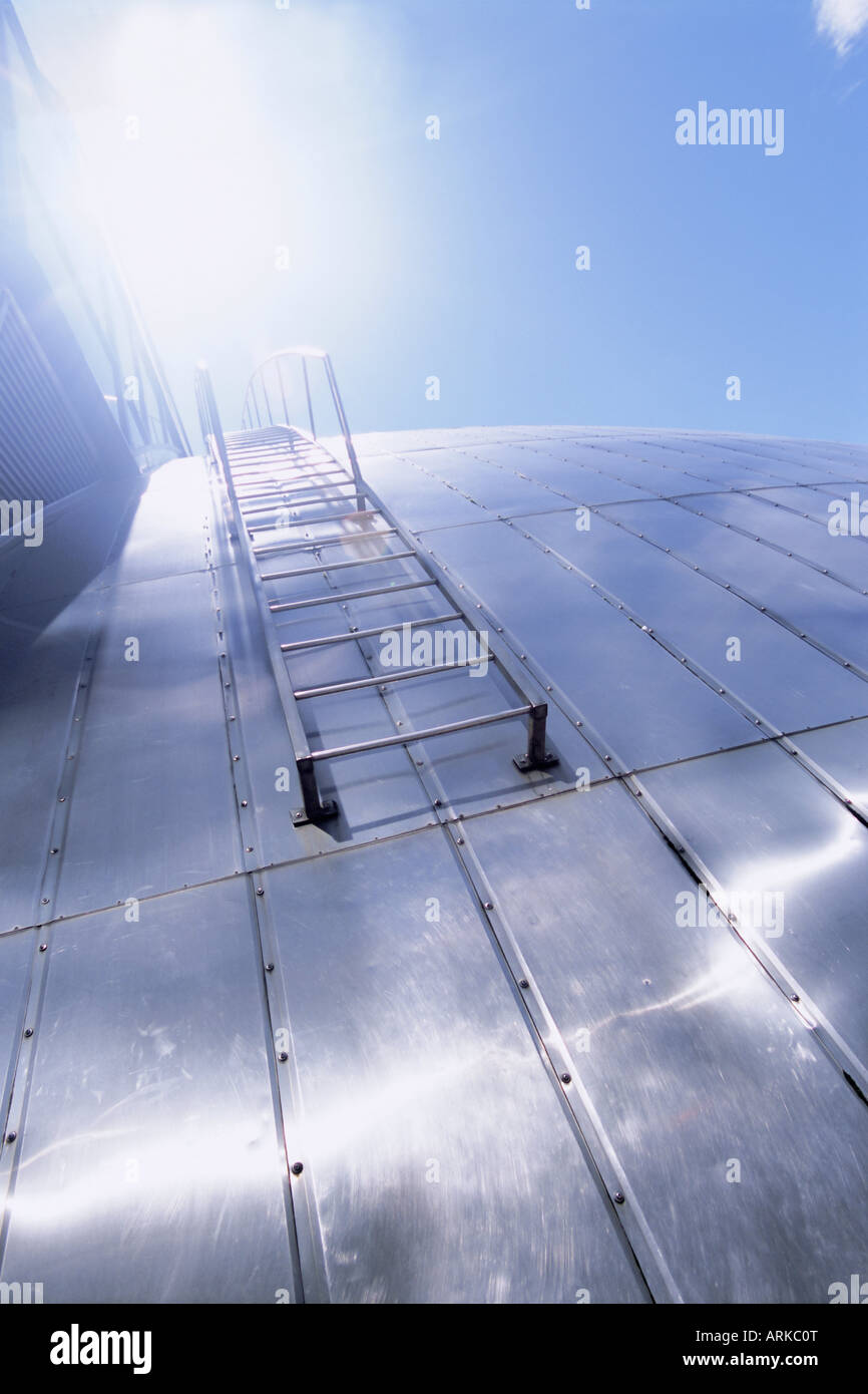 Shiny metal roof and ladder Stock Photo - Alamy