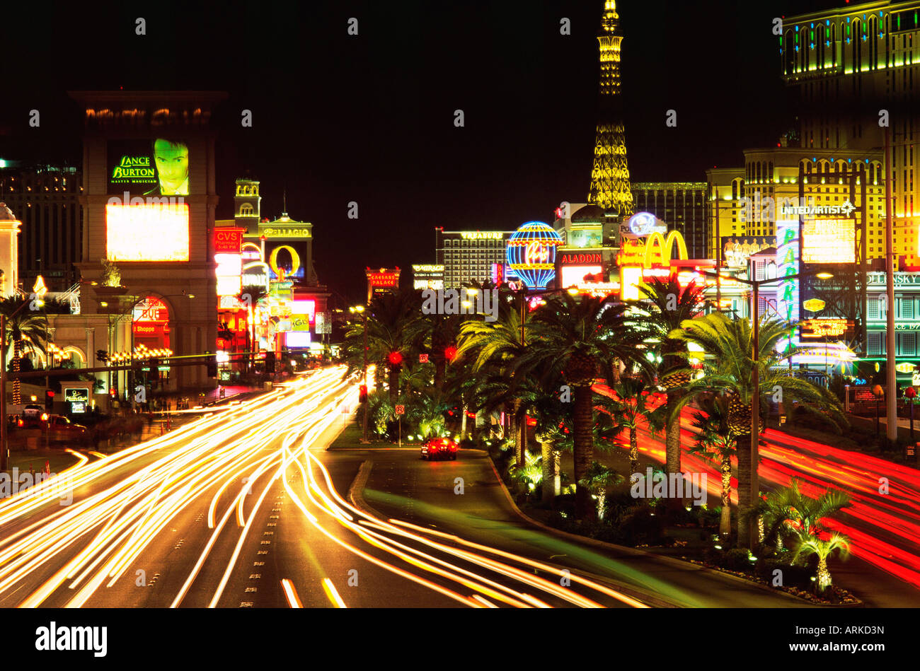 Las Vegas at night, Las Vegas, Nevada, USA, North America Stock Photo ...