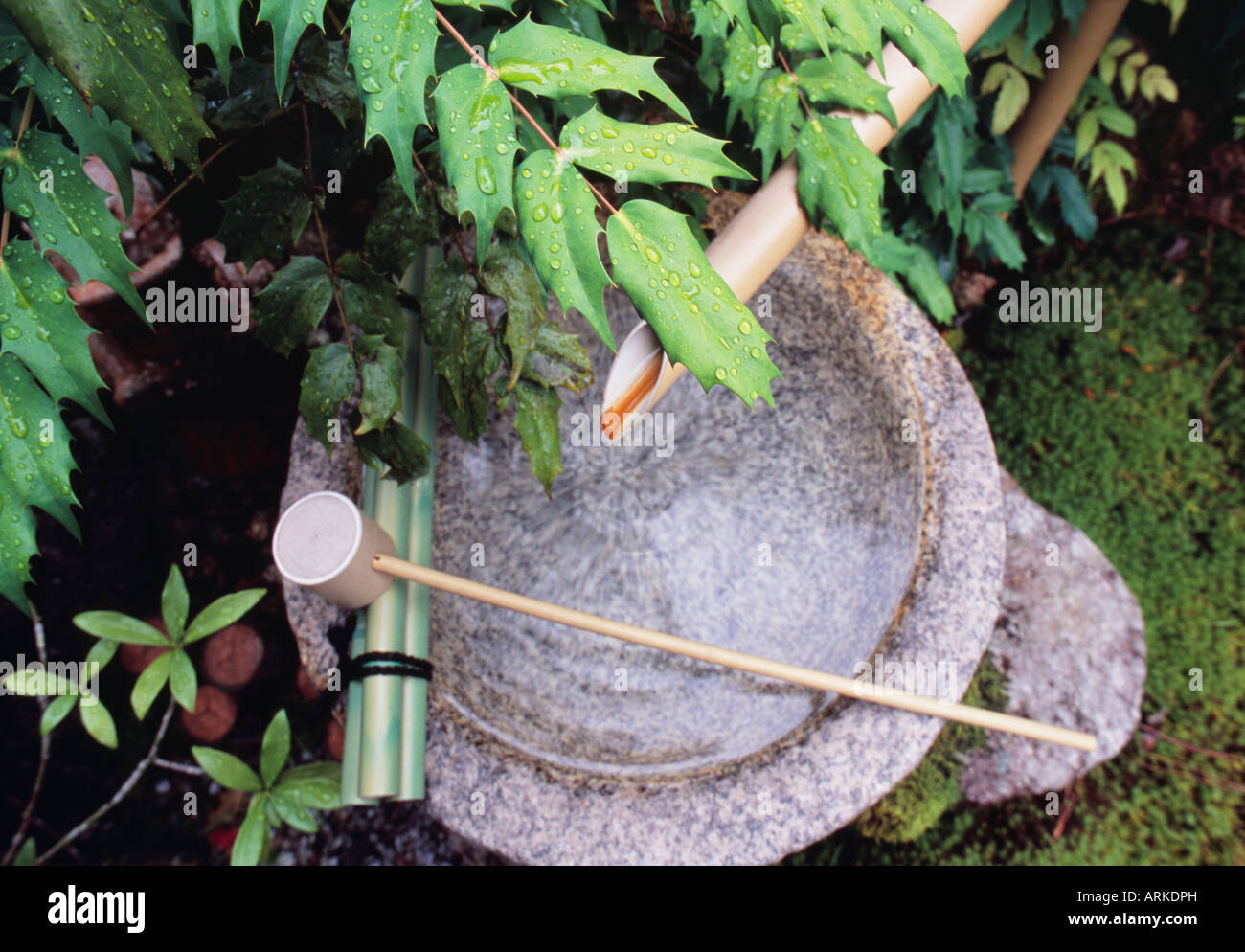 Bamboo dipper, Water Stock Photo - Alamy