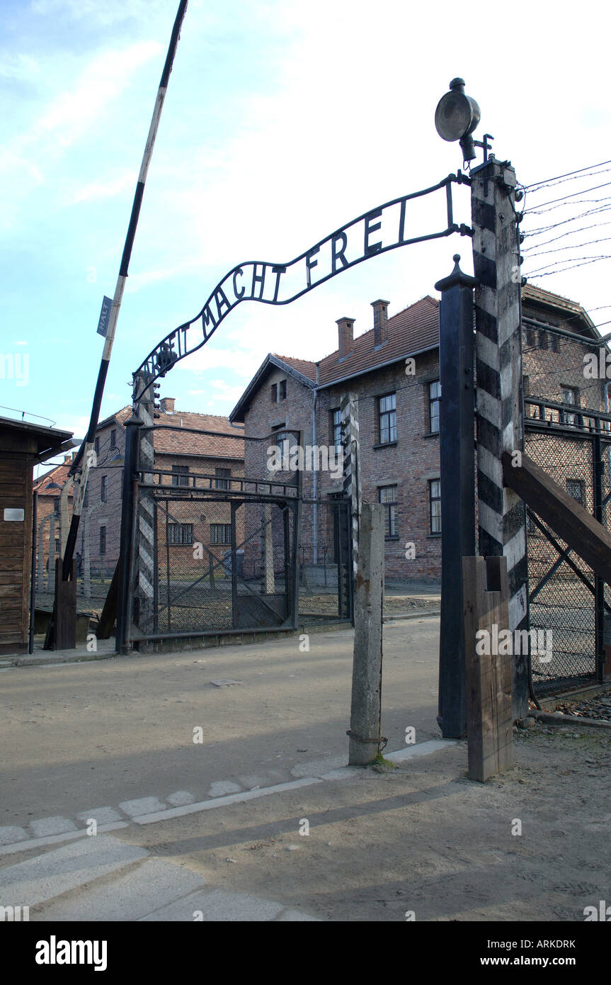 Main gate Auschwitz Stock Photo - Alamy
