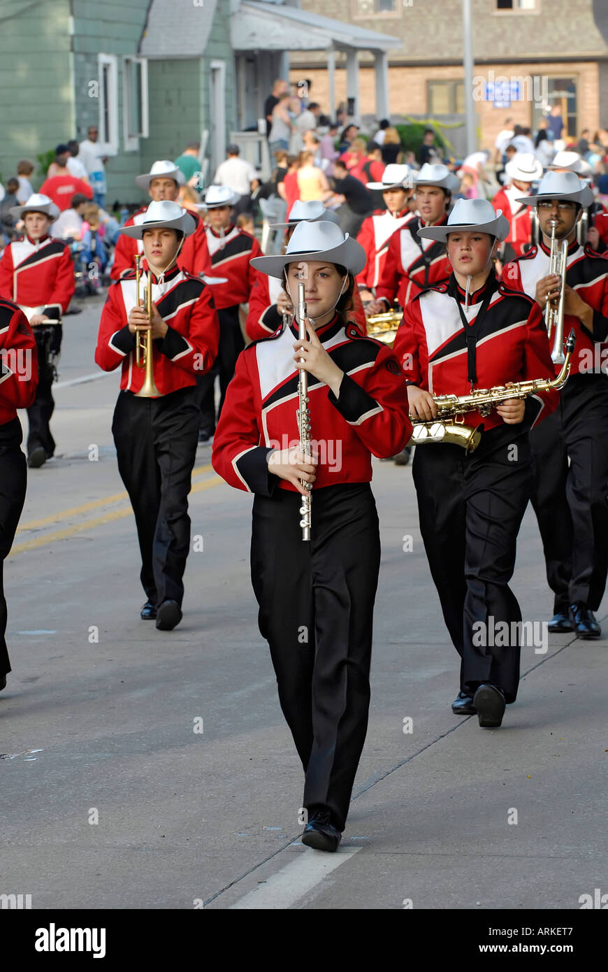 Marching band plays music during a parade Detroit Michigan Stock Photo ...