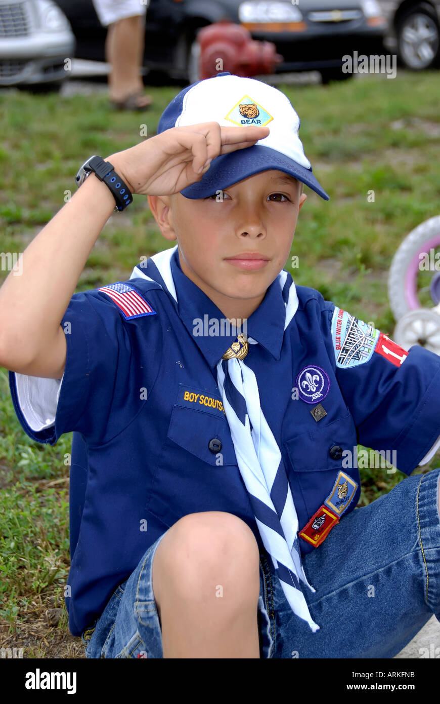 Cub Boy scouts of America participate in marching in a parade Stock ...