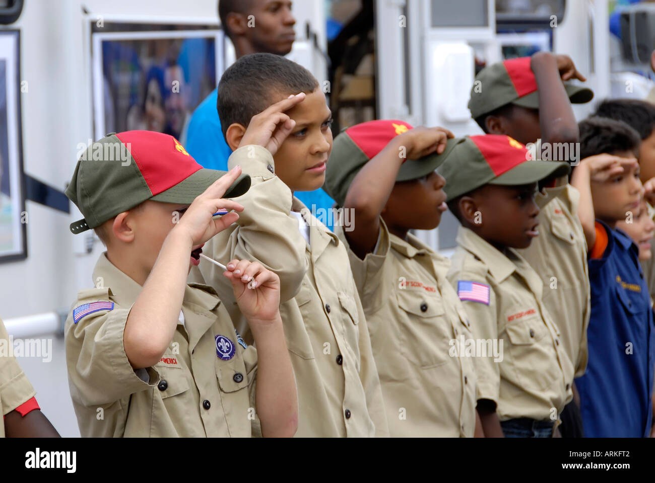 Cub Boy scouts of America participate in marching in a parade Stock ...