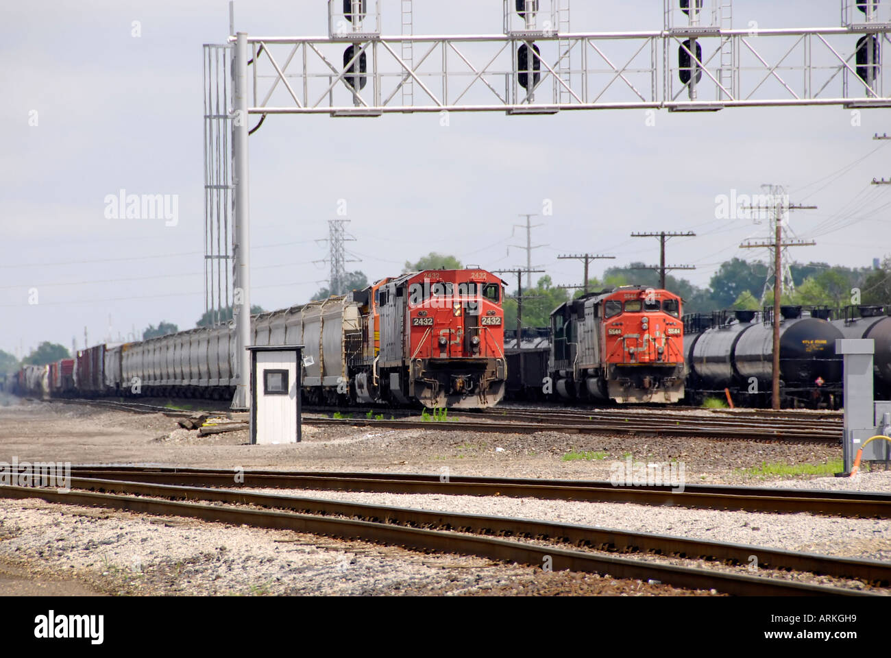 Diesel train in a switch yard Stock Photo - Alamy