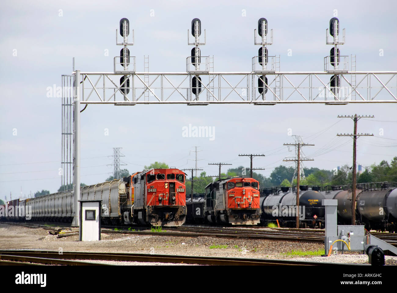 Diesel train in a switch yard Stock Photo - Alamy