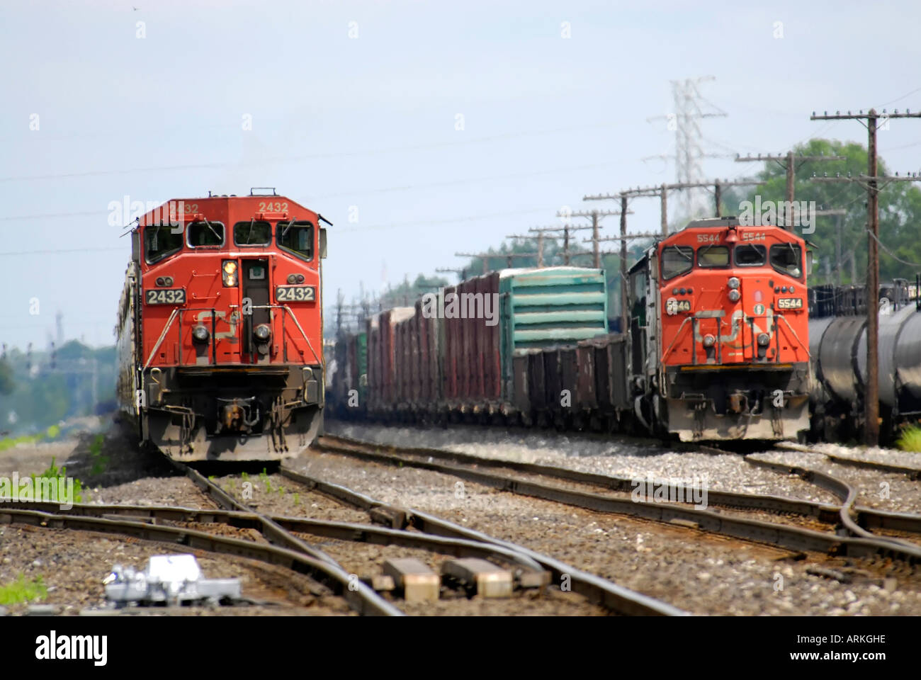 Diesel train in a switch yard Stock Photo - Alamy