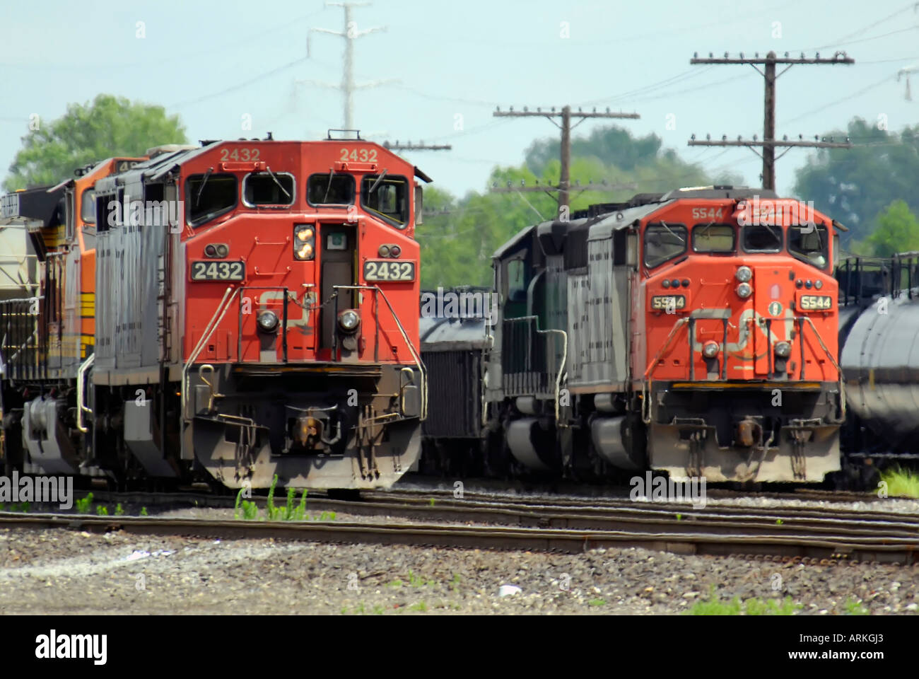 Diesel train in a switch yard Stock Photo - Alamy