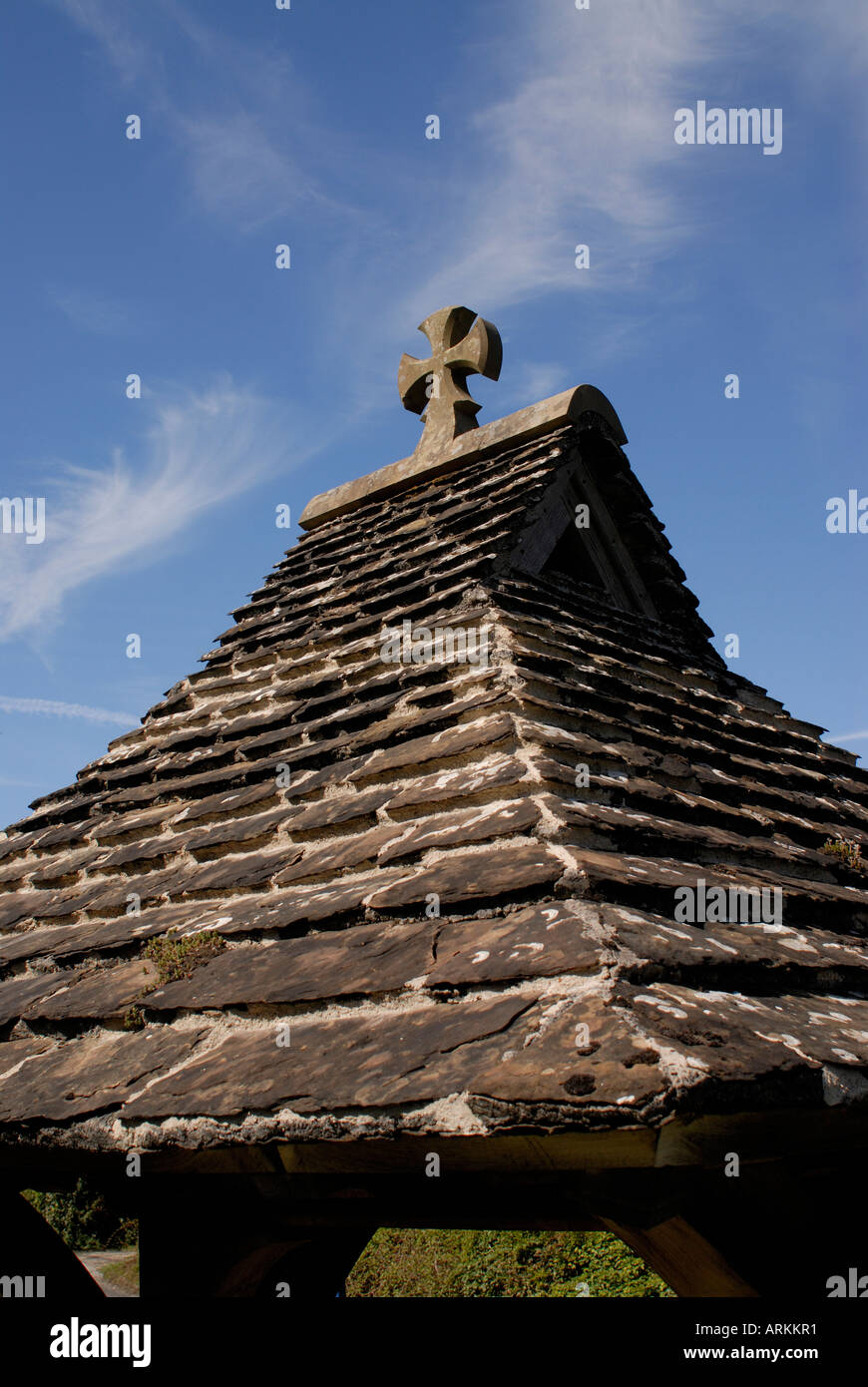 Roof of the lich gate of the church of St John the Baptist Stock Photo ...