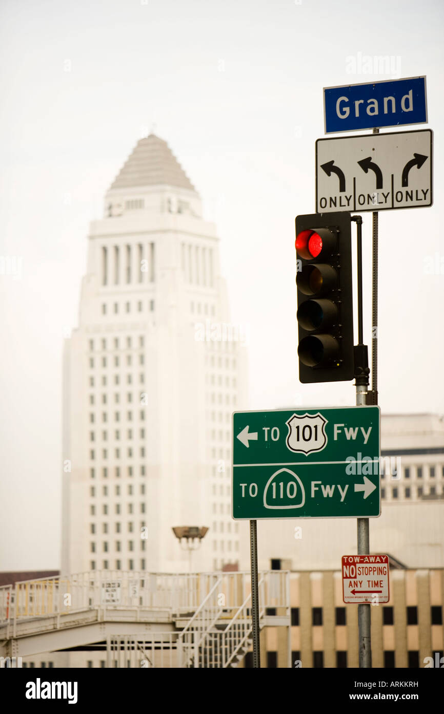 Downtown los angeles freeway hi-res stock photography and images - Alamy
