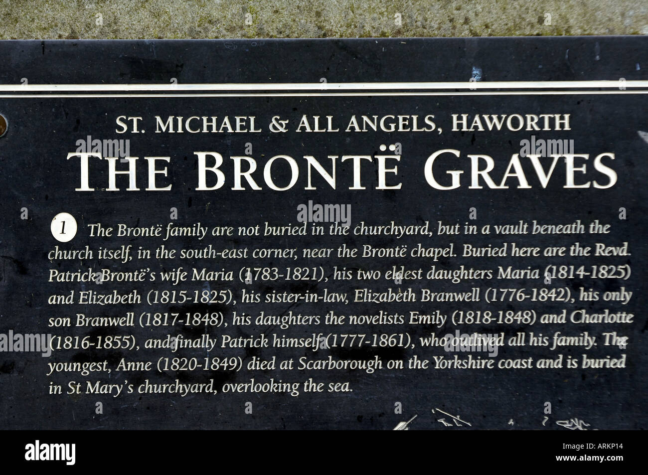 The bronte graves, sign, literature, literacy, heritage Stock Photo - Alamy