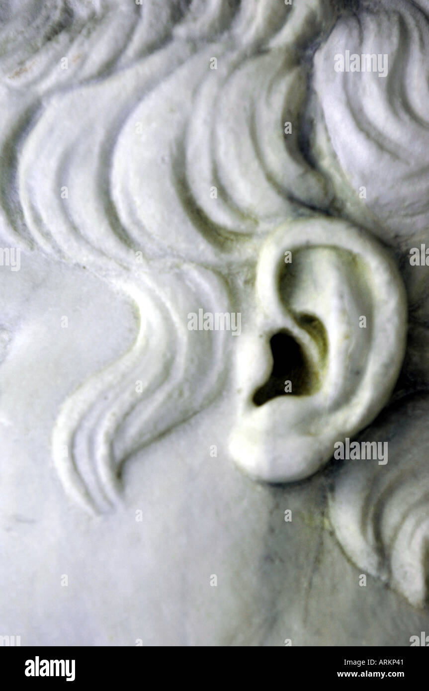 listen, ear, roman statue, close-up, detail, aural, audio, hearing ...