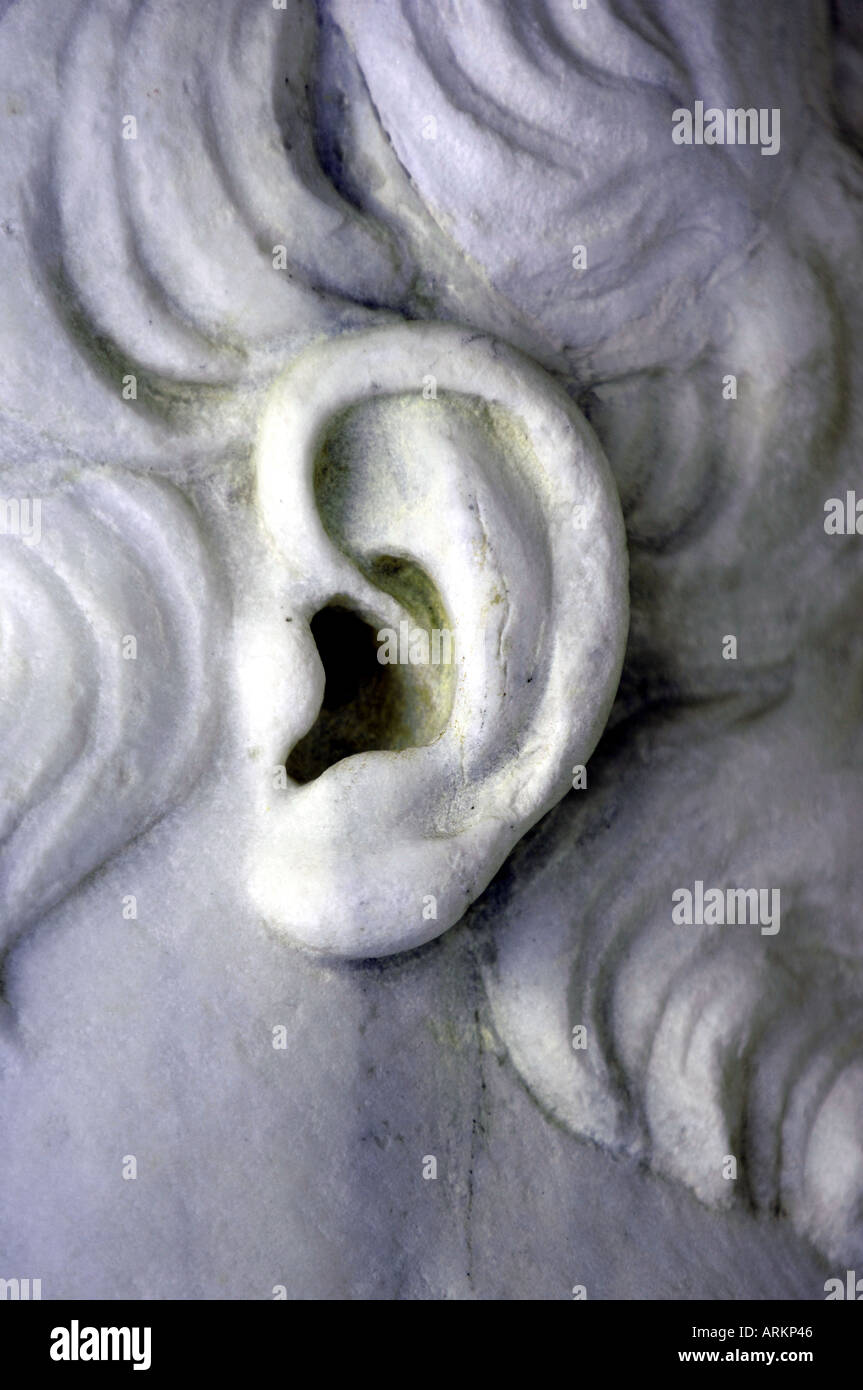 listen, ear, roman statue, close-up, detail, aural, audio, hearing ...