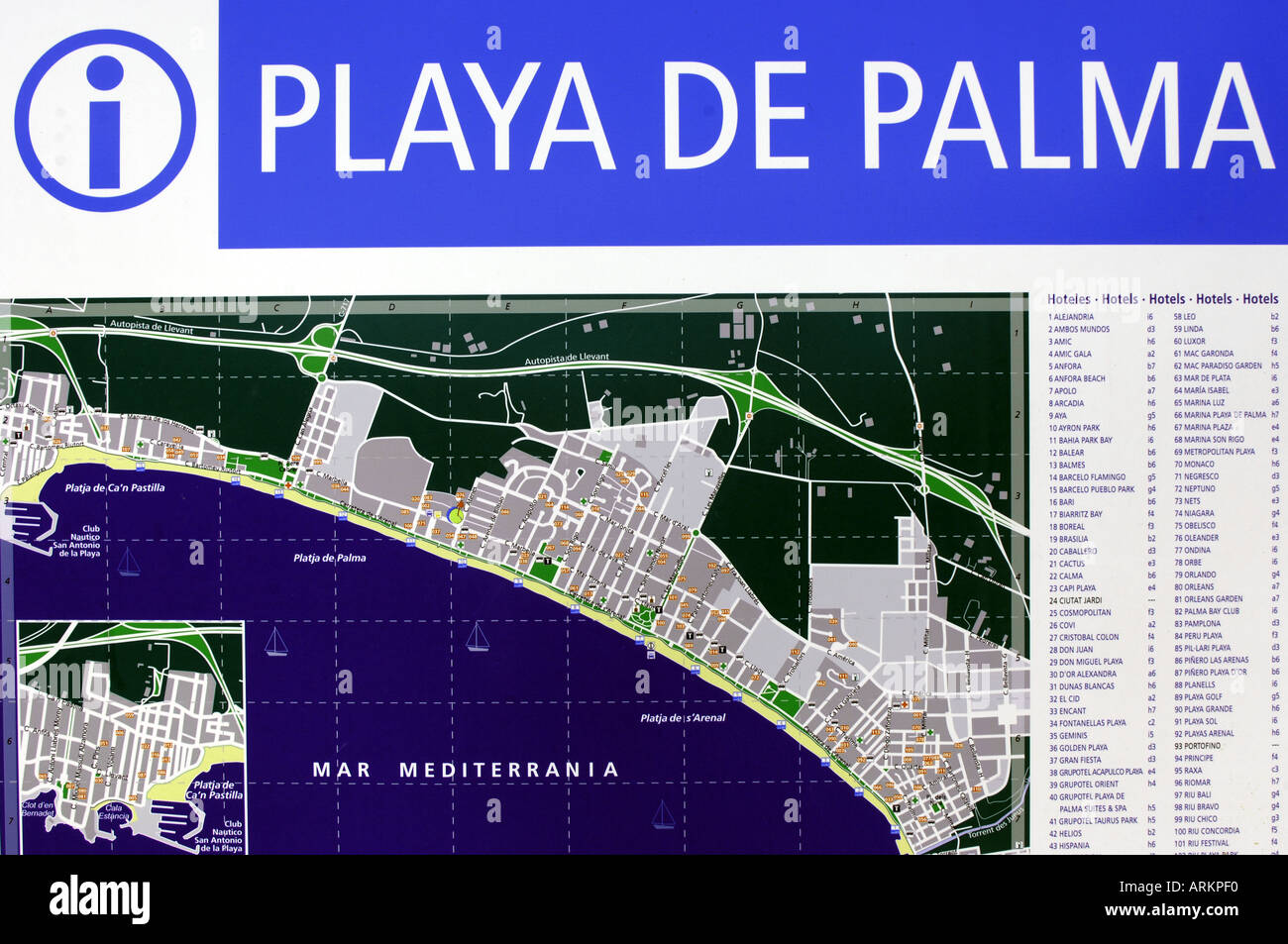 playa de Palma, map, guide Stock Photo - Alamy