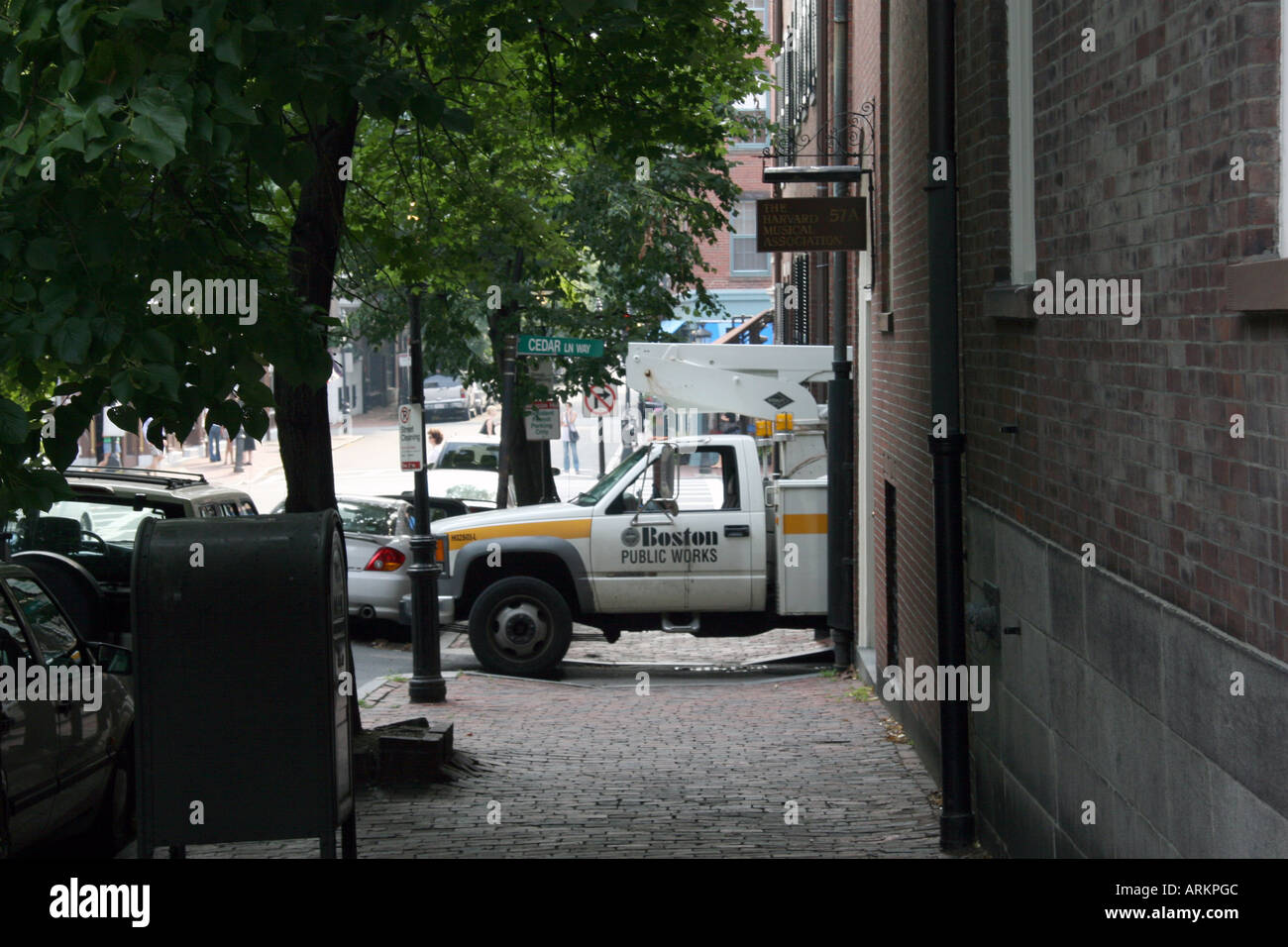 Boston Public Works truck in alley Stock Photo - Alamy