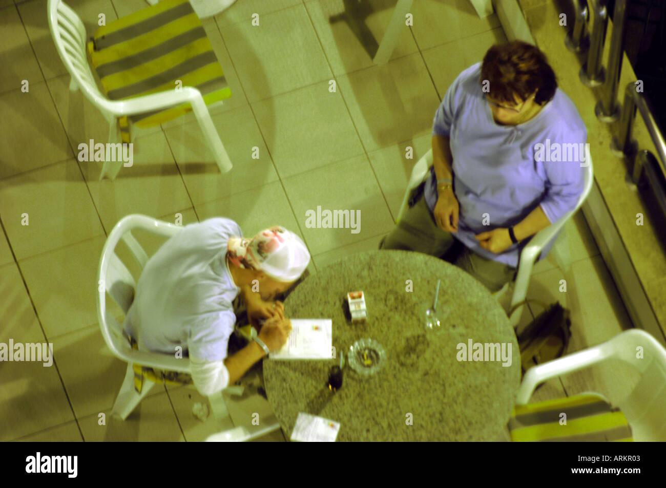 holiday, guests, cafe, table, aerial view Stock Photo - Alamy