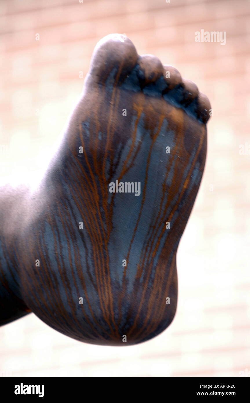 sculpture, foot, body part, bronze, metallic, metal, rust, brown Stock ...