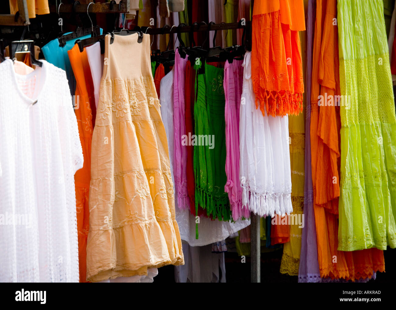 Close-up of Clothes stall at San Fernando Market, Gran Canaria Stock ...