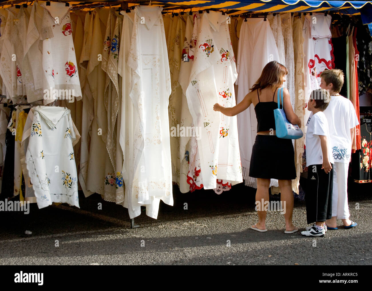 Linen Stall at San Fernando Market, Gran Canaria Stock Photo - Alamy