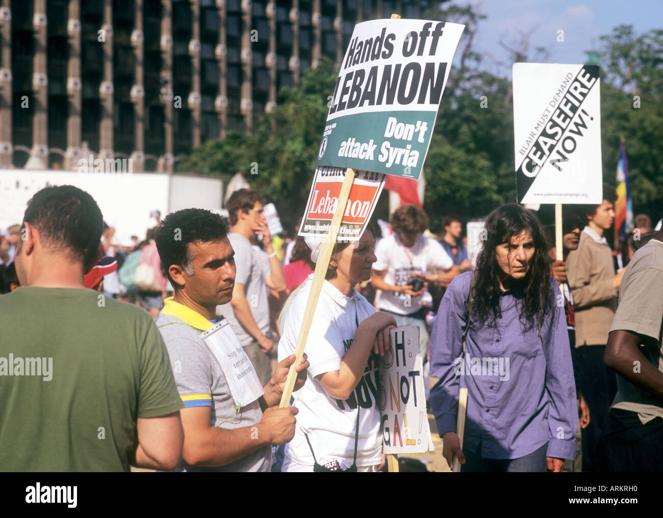 Protesters at a demonstration against Israel's Attack on Lebanon ...
