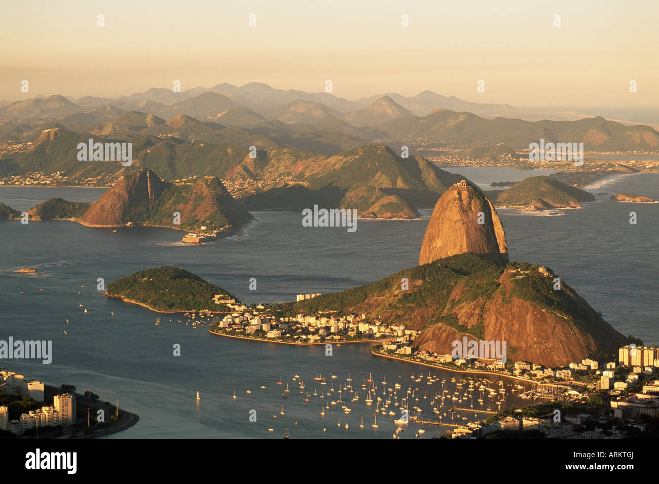 Aerial view of Botafogo bay and Sugarloaf, Rio de Janeiro, Brazil ...