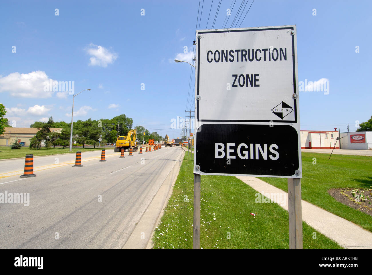 Begin work zone hi-res stock photography and images - Alamy