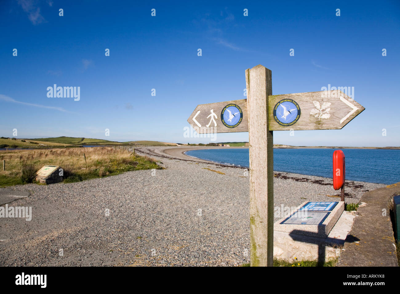 ISLE of ANGLESEY COASTAL PATH SIGN with logo pointing west along ...