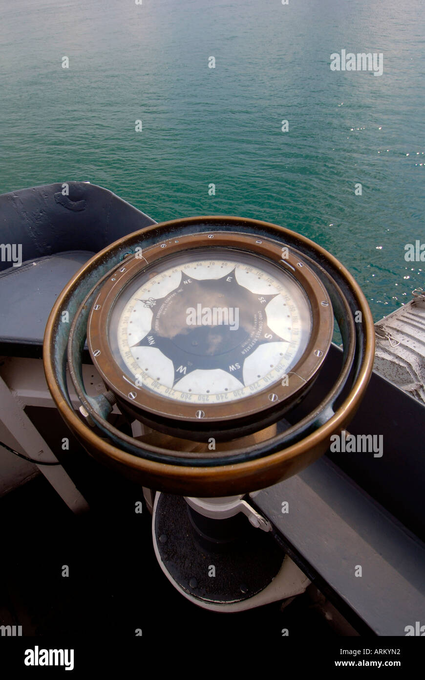 Compass on the deck of a Coast Guard Ship Stock Photo - Alamy