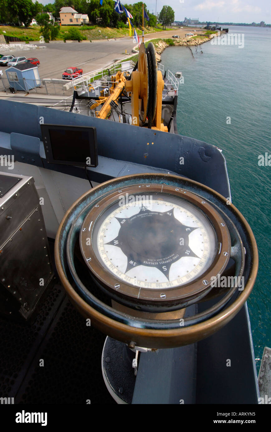 Compass on the deck of a Coast Guard Ship Stock Photo - Alamy