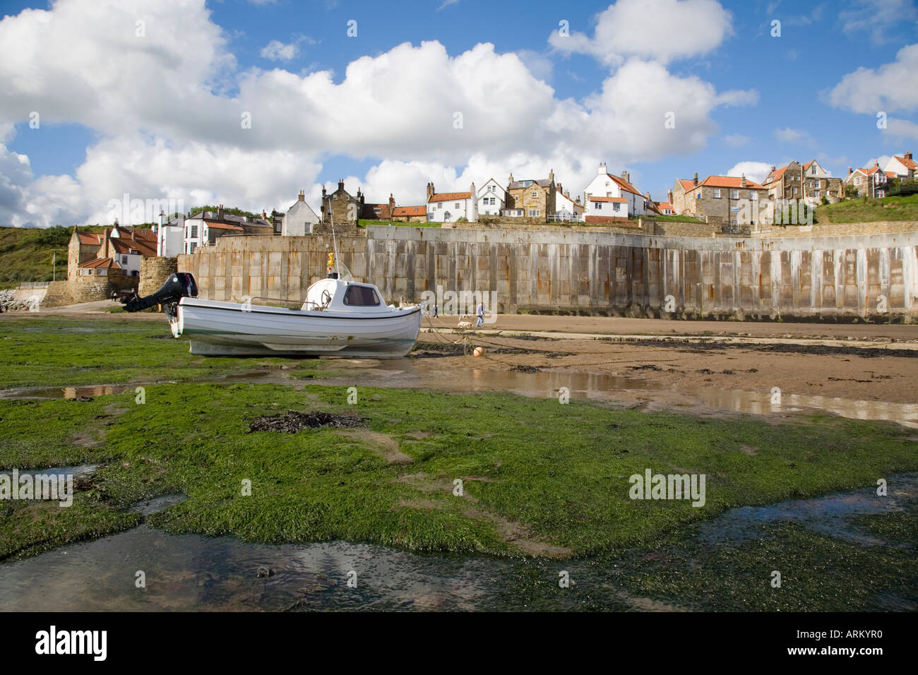 Old Bay part of picturesque fishing village above coastal defence sea ...