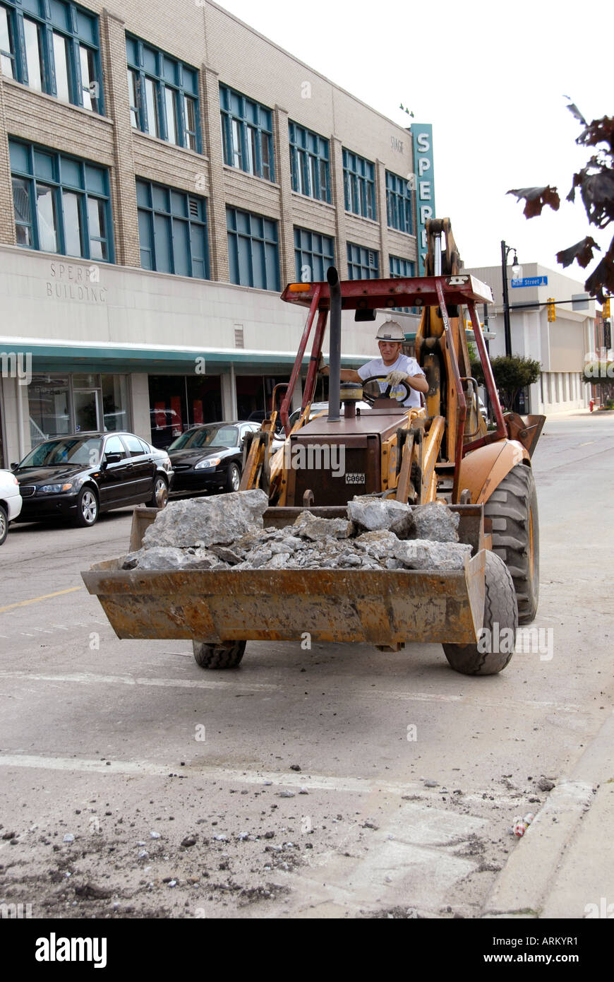 Road repair construction site with heavy equipment Stock Photo - Alamy