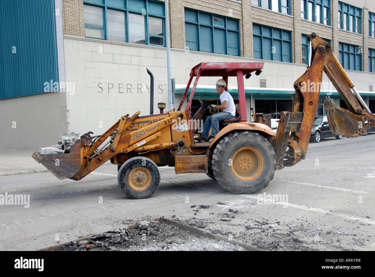 Road repair construction site with heavy equipment Stock Photo - Alamy