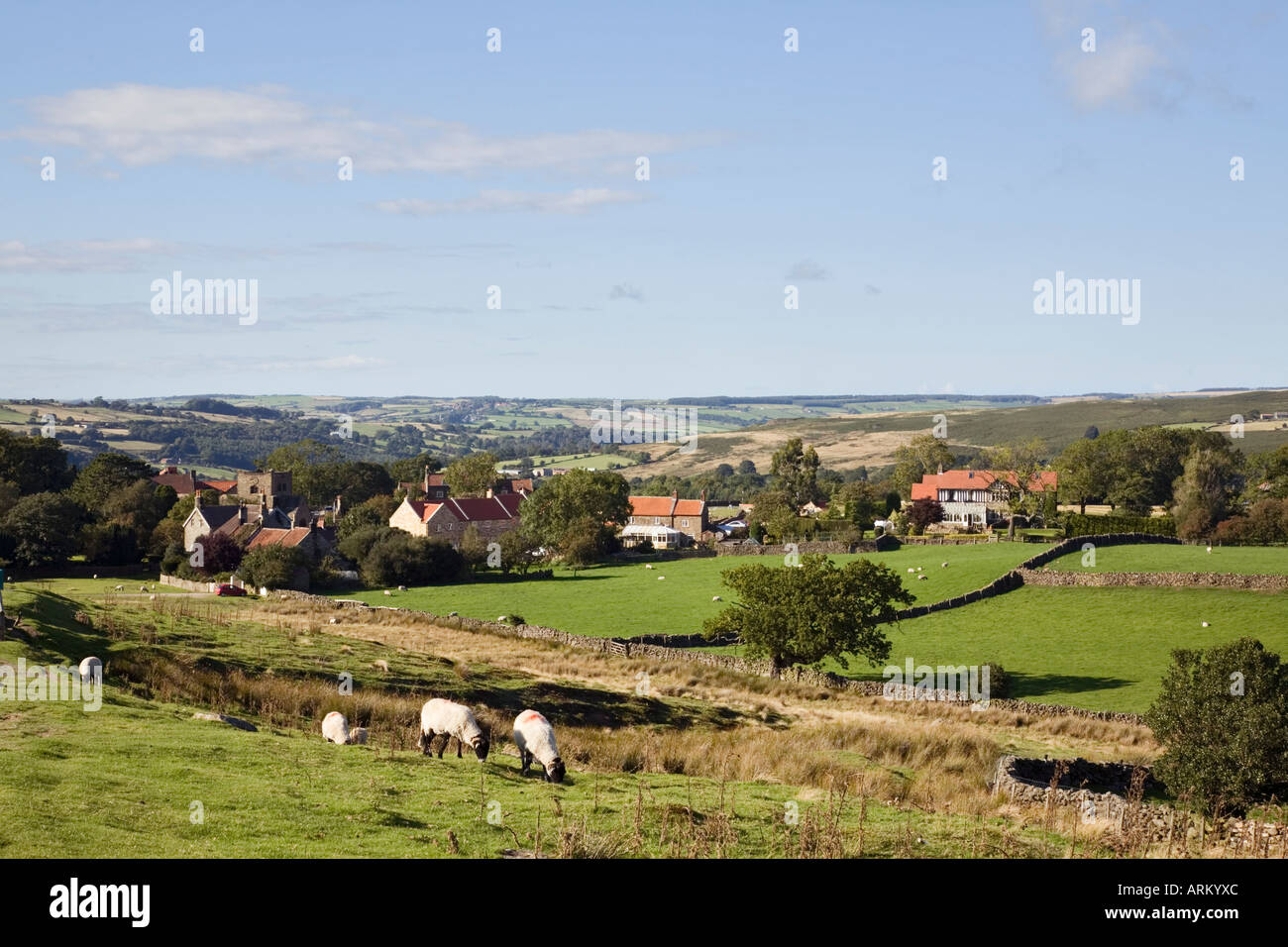 Village on moor in North York Moors National Park. Goathland North ...