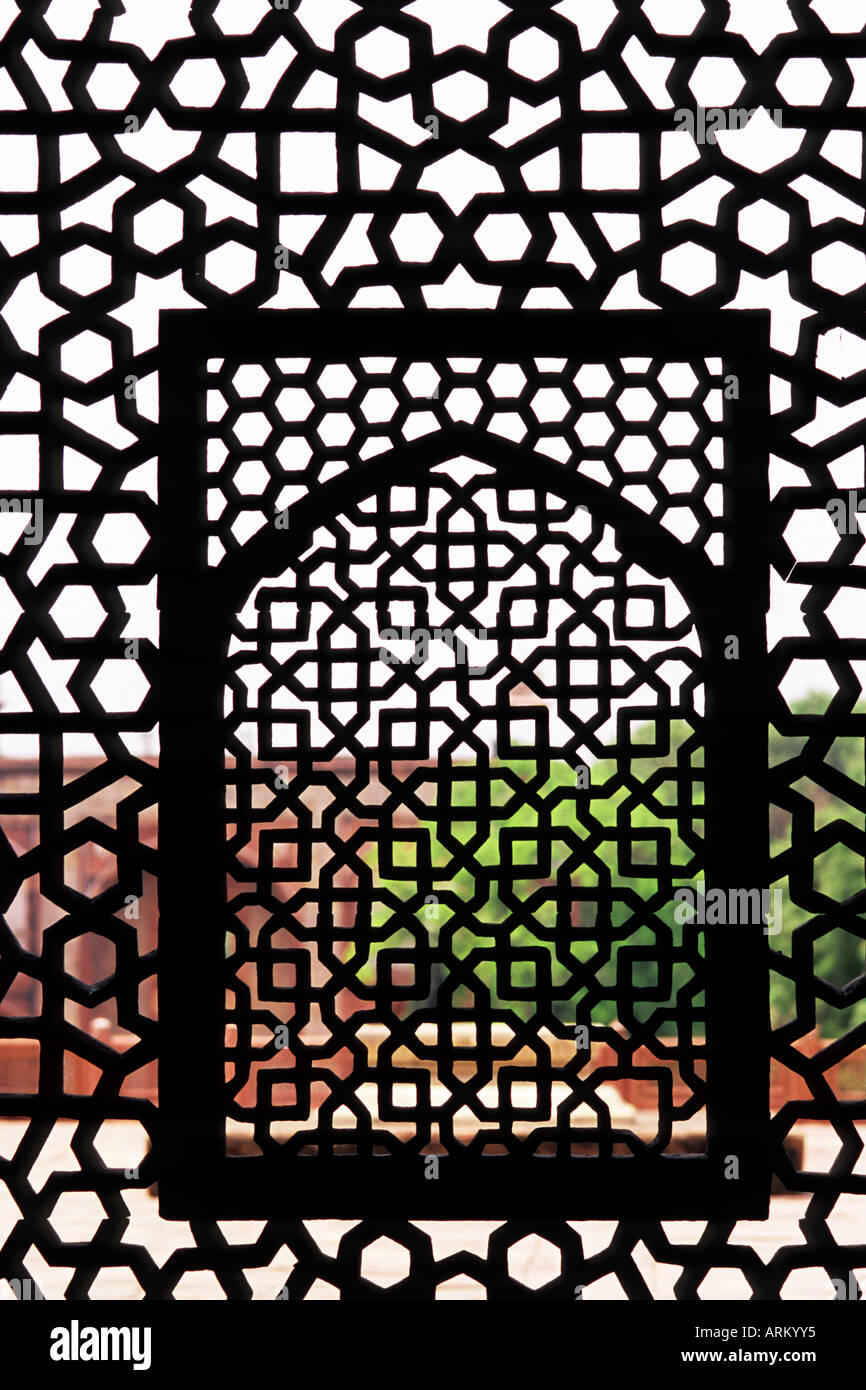 Fine stone trellis work in Humayun's tomb, Delhi, India Stock Photo - Alamy