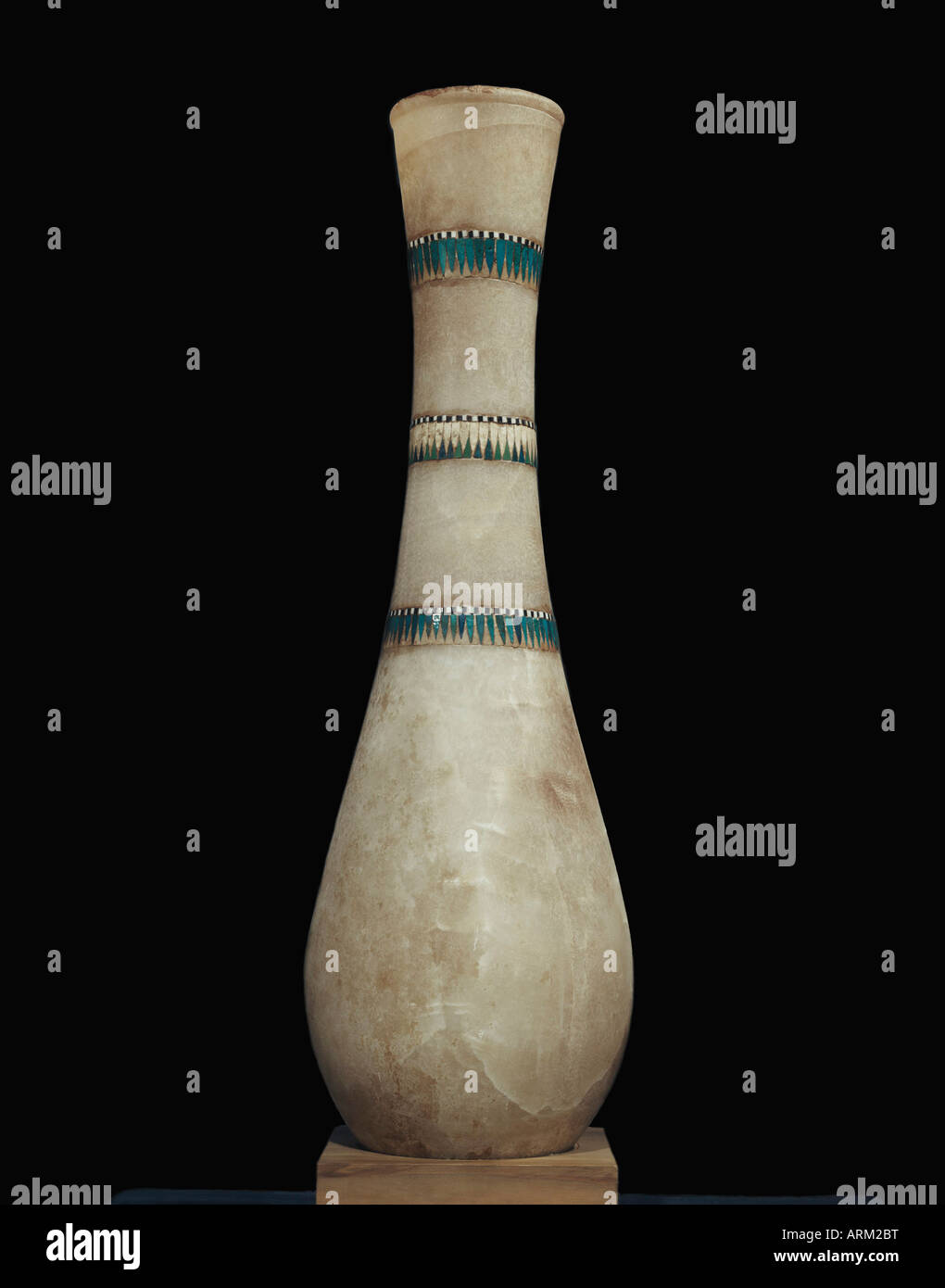 Alabaster vase inlaid with floral garlands, from the tomb of the ...
