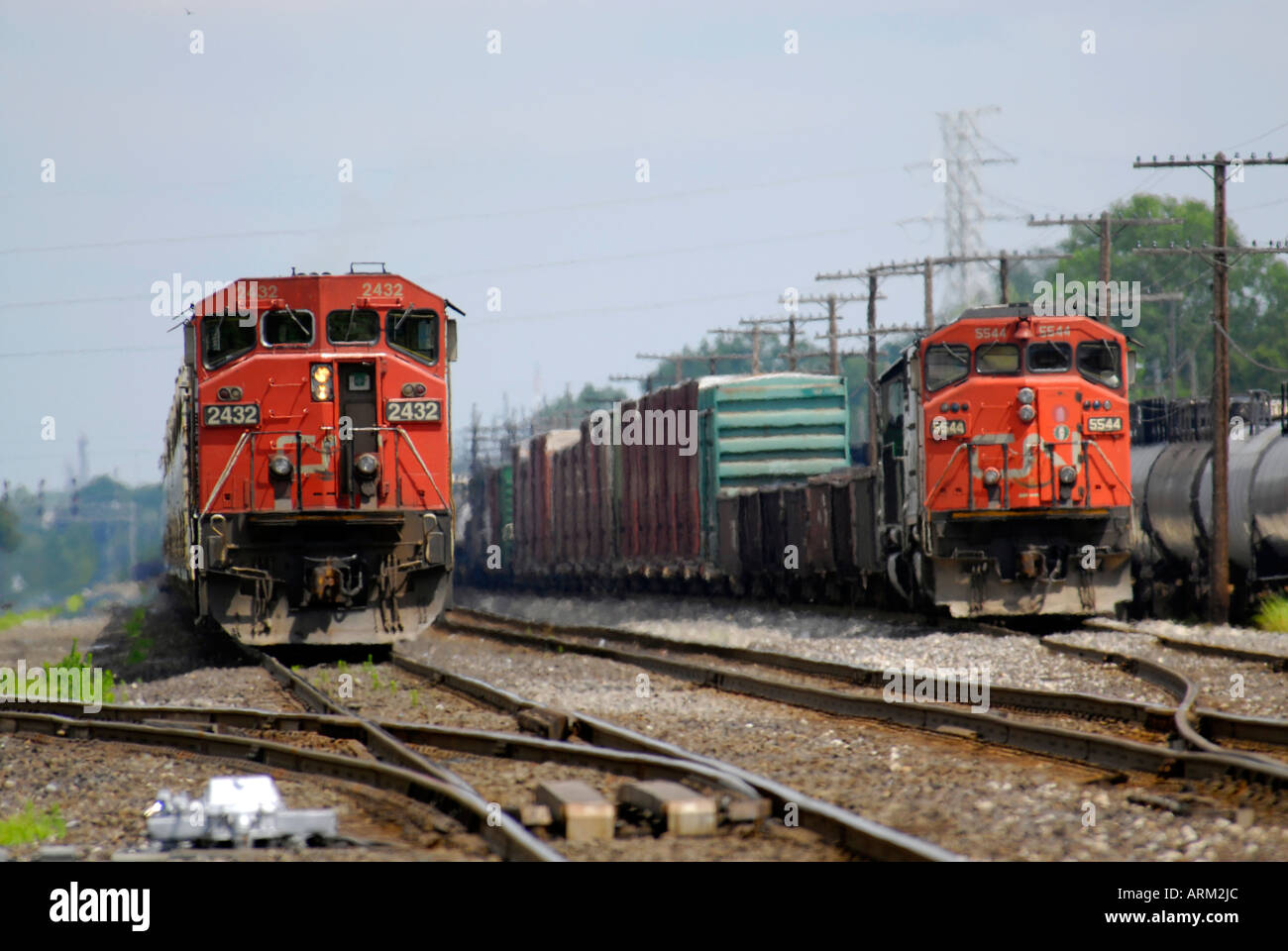 Diesel train in a switch yard Stock Photo - Alamy
