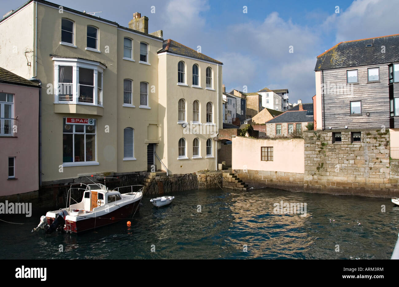 Falmouth, Cornwall, UK. Waterfront houses Stock Photo - Alamy