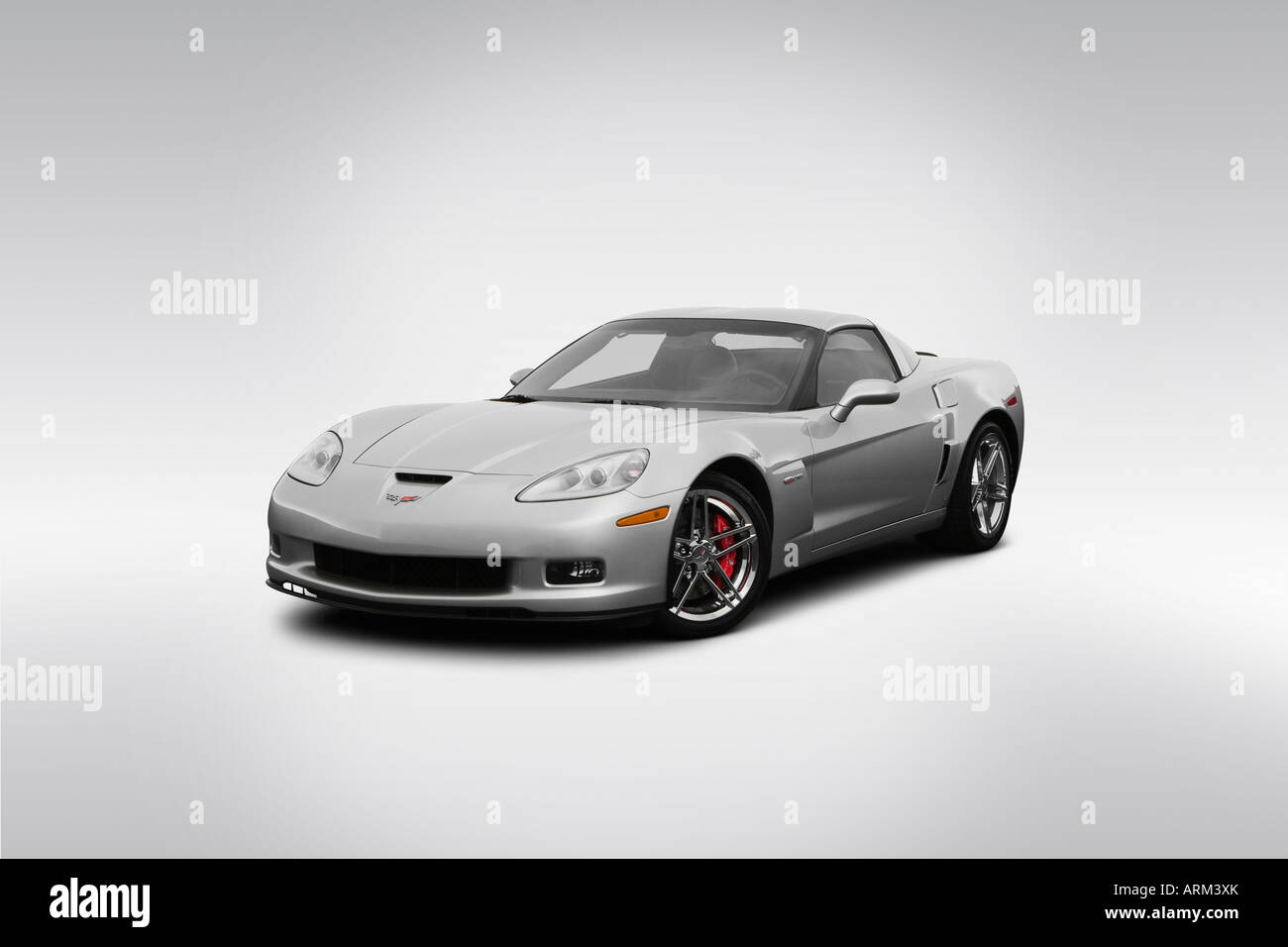 2008 Chevrolet Corvette Z06 in Silver - Front angle view Stock Photo ...