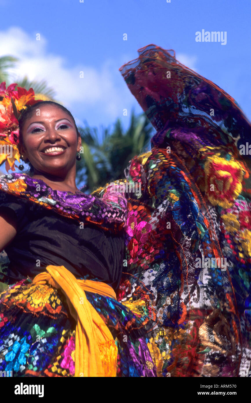 Colorful Mexican Dancers Performing in Costume in Costa Maya Mexico ...