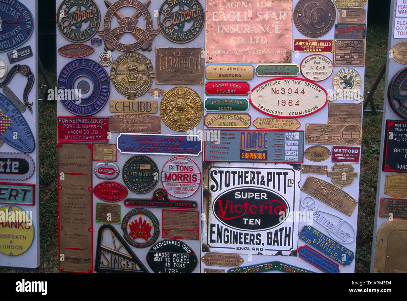 Display of old English engineering signs Stock Photo - Alamy
