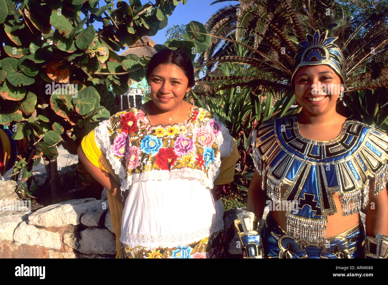 Mayan natives in colorful costumes in Cozumel Mexico Stock Photo - Alamy