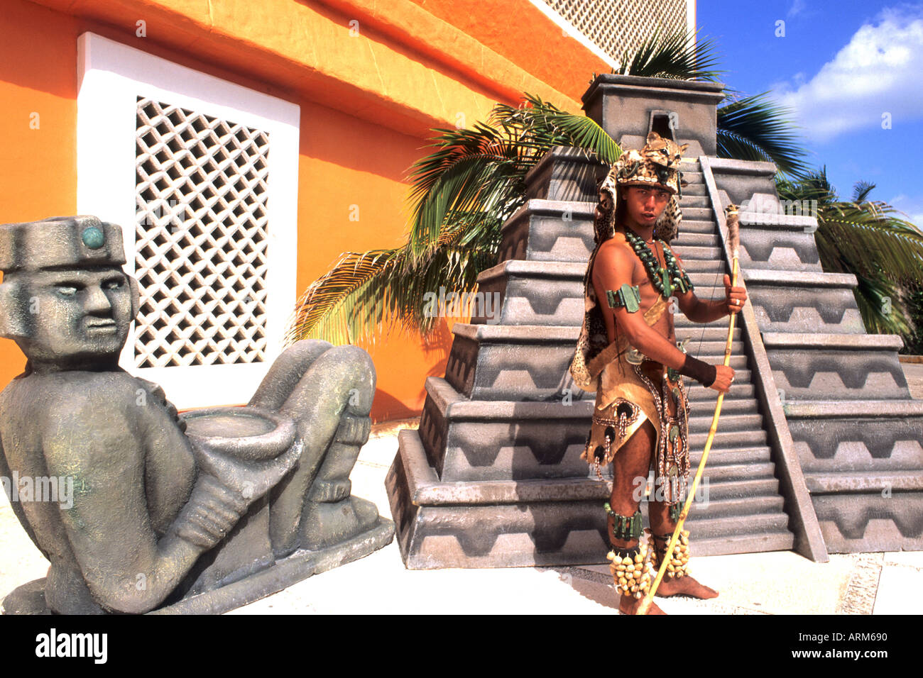 Mayan native in colorful costume in Cozumel Mexico Stock Photo - Alamy