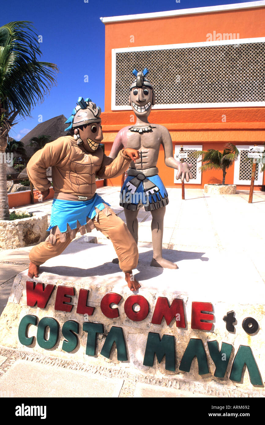 Mayan native in colorful costume in Costa Maya Mexico Stock Photo - Alamy
