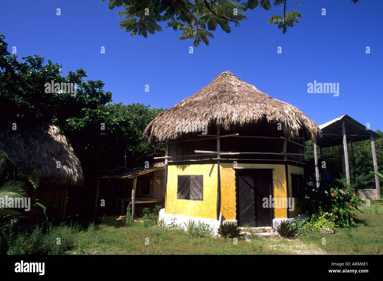 Colorful and typical native family house in Costa Maya Mexico Stock ...