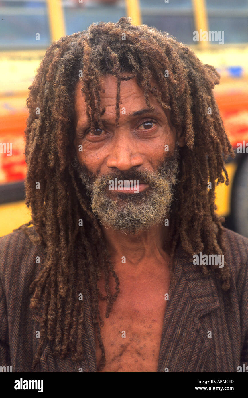Colorful portrait of native man with dreadlocks in Belize Stock Photo - Alamy