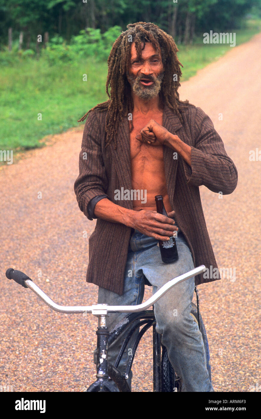 Colorful portrait of native man with dreadlocks in Belize Stock Photo ...
