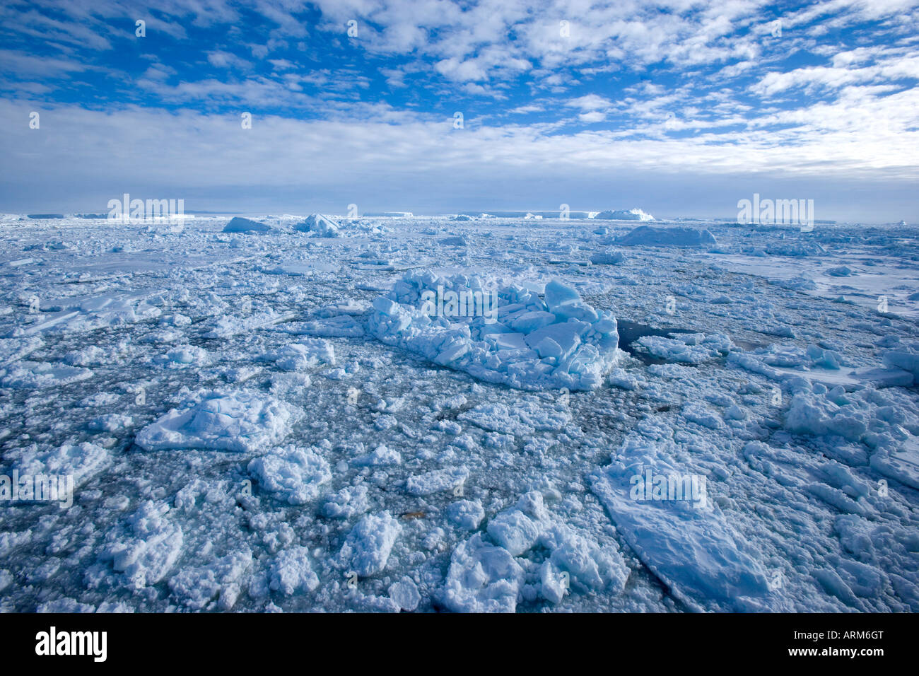 Pack ice and icebergs, Antarctic Peninsula, Weddell Sea, Antarctica ...