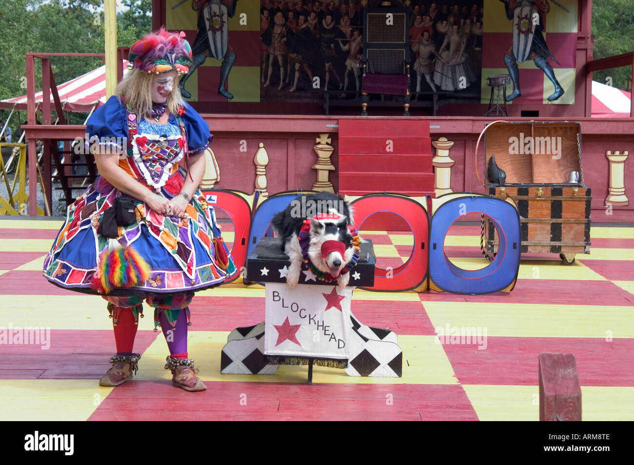 Woman clown with dog, Renaissance Fair,Pennsylvania,USA Stock Photo - Alamy
